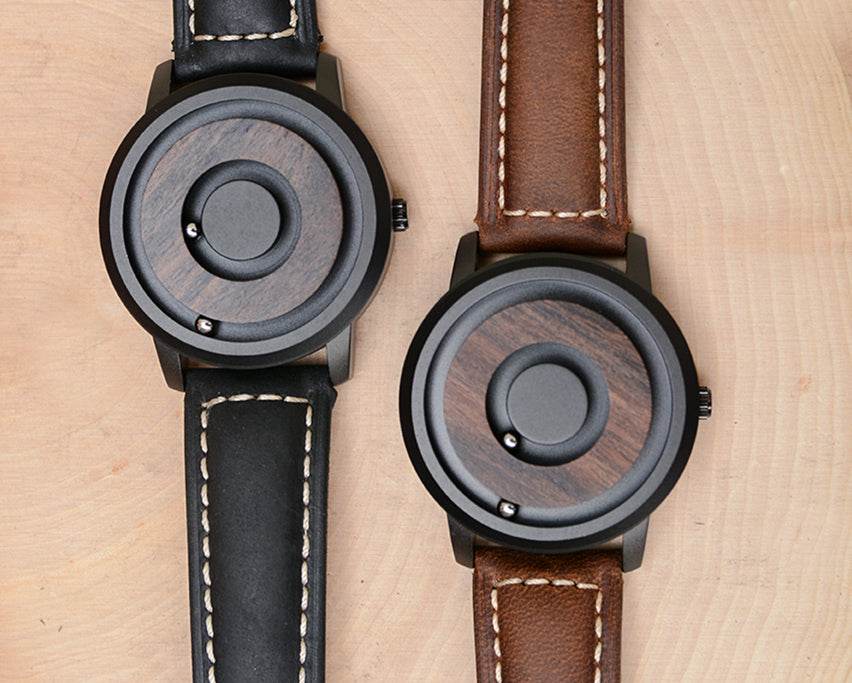 Cosmos Minimalist Dark Wood Dial Scaleless Magnetic Wooden Watch