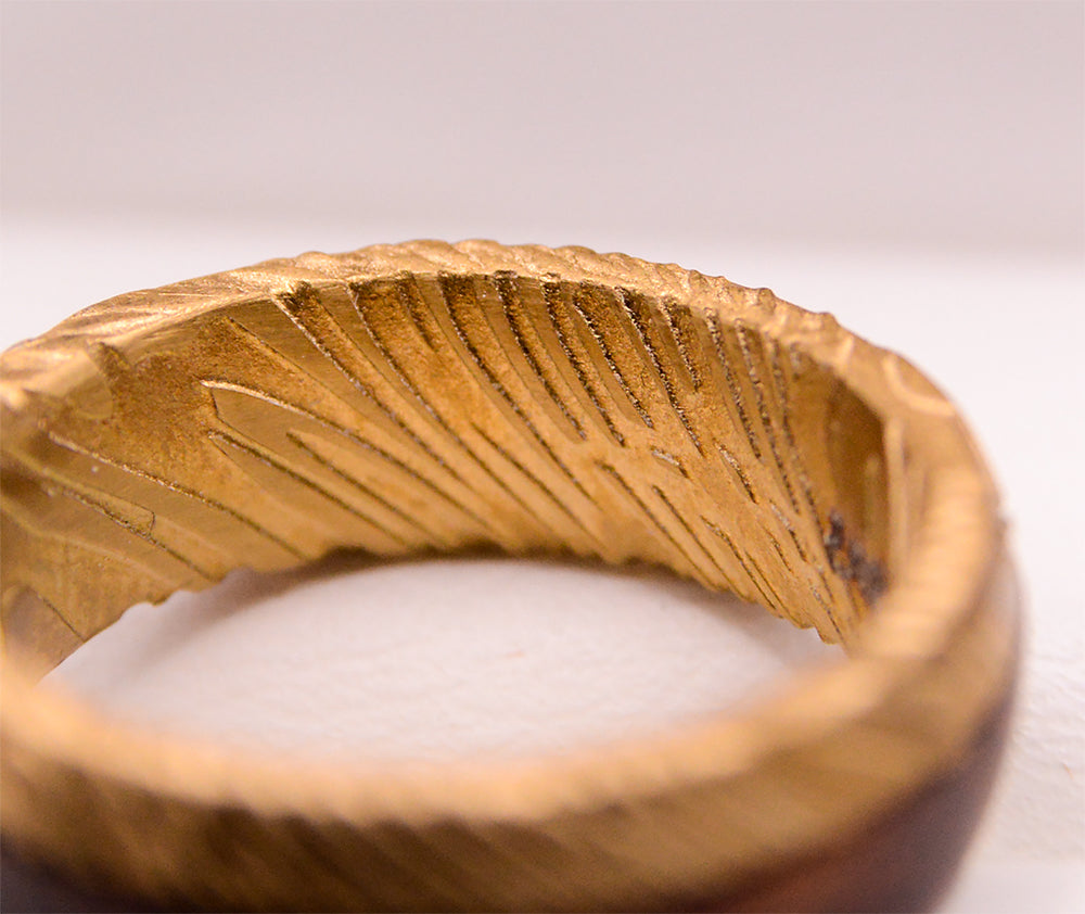 Womens Wedding Bands Damascus Steel With Bubinga Wood Inlay Design ...