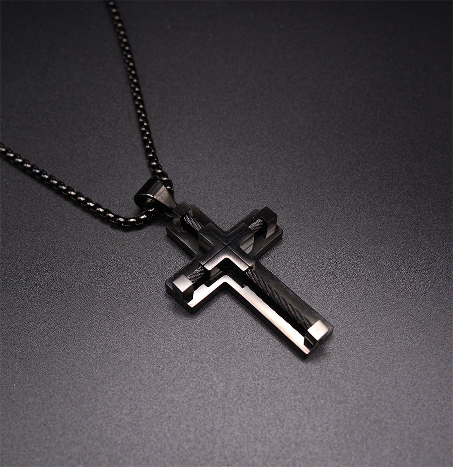Rio Black Stainless Steel Men's Cross Necklace – Urban Designer Inc