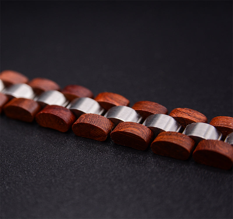 MensWoodenBraceletStylishWood_StainlessSteelCombinedRedWoodenBangle ...