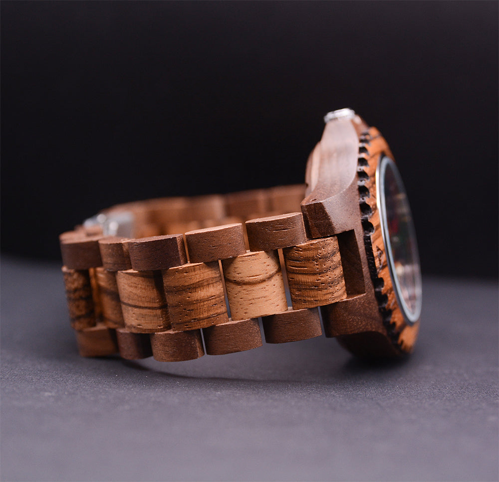Ashfall Chronograph Mechanical Zebra Wooden Watches For Men ...