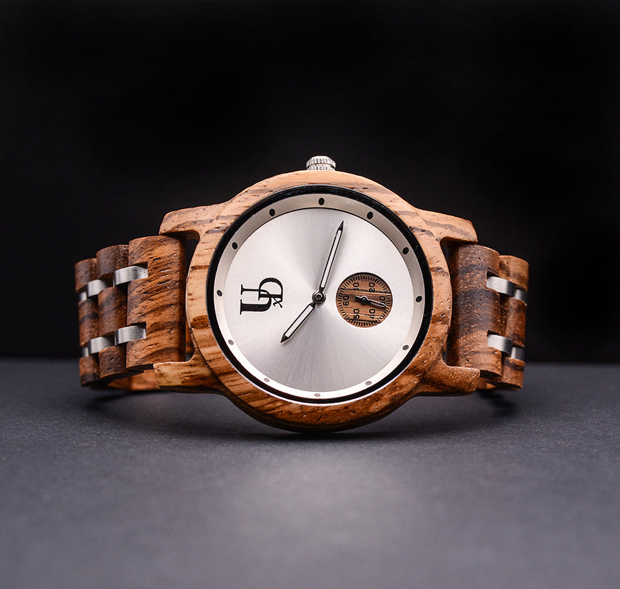 Minimalist Watch Round Zebra Wooden Watch Luxury Wood and Stainless ...