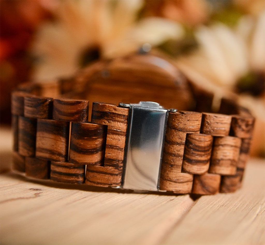 Mens Wooden Watches Zebra Round Wooden Watch With Real White Marble ...