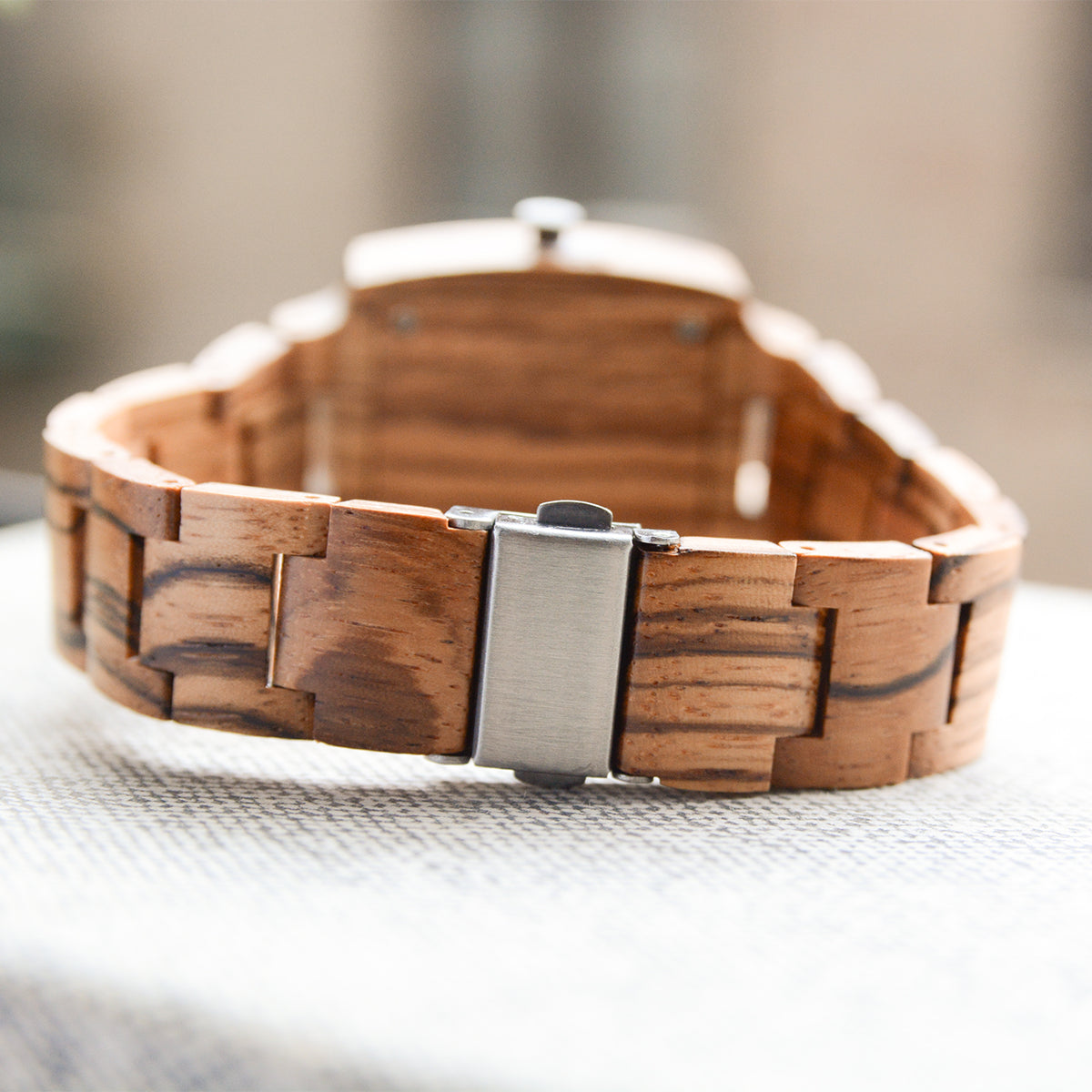 Classic Engraved Womens Zebra Square Wood Watch With Pink Face/Swiss ...