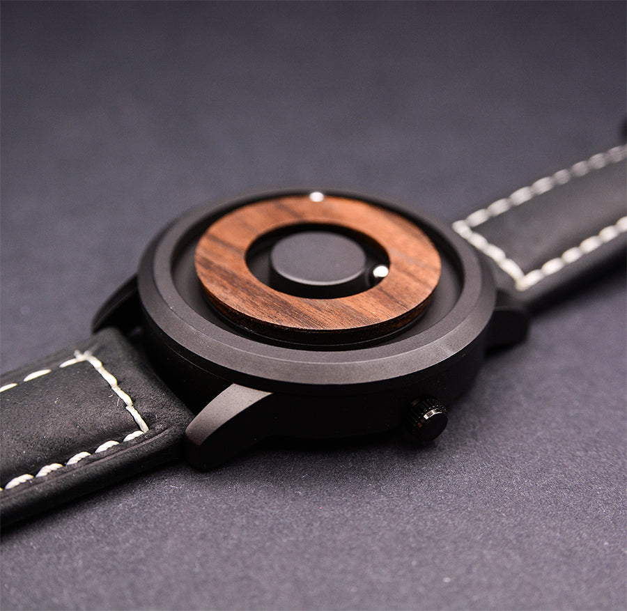 Watches For Men: Cosmos Minimalist Dark Wood Dial Magnetic Wooden Watch ...