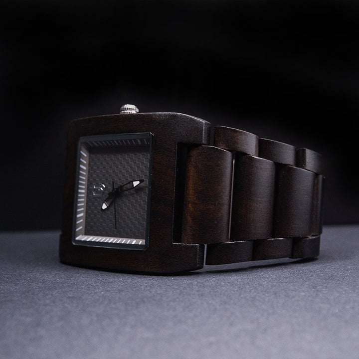 UXD Personalized/Engraved Minimalist Exotic Dark Square Wooden Watch ...