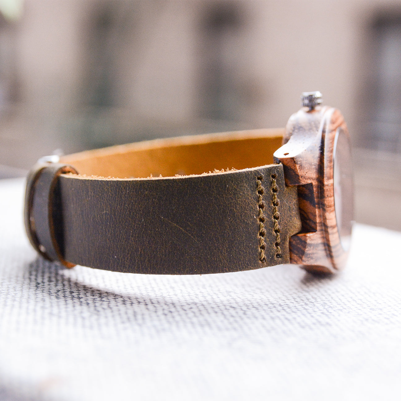 UD Ladies Personalized/Engraved Exotic Zebra Wood Face Watch with ...